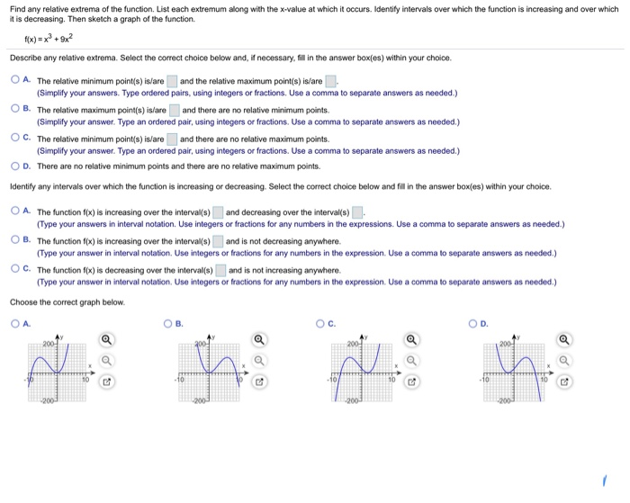 Solved Find any relative extrema of the function. List each | Chegg.com