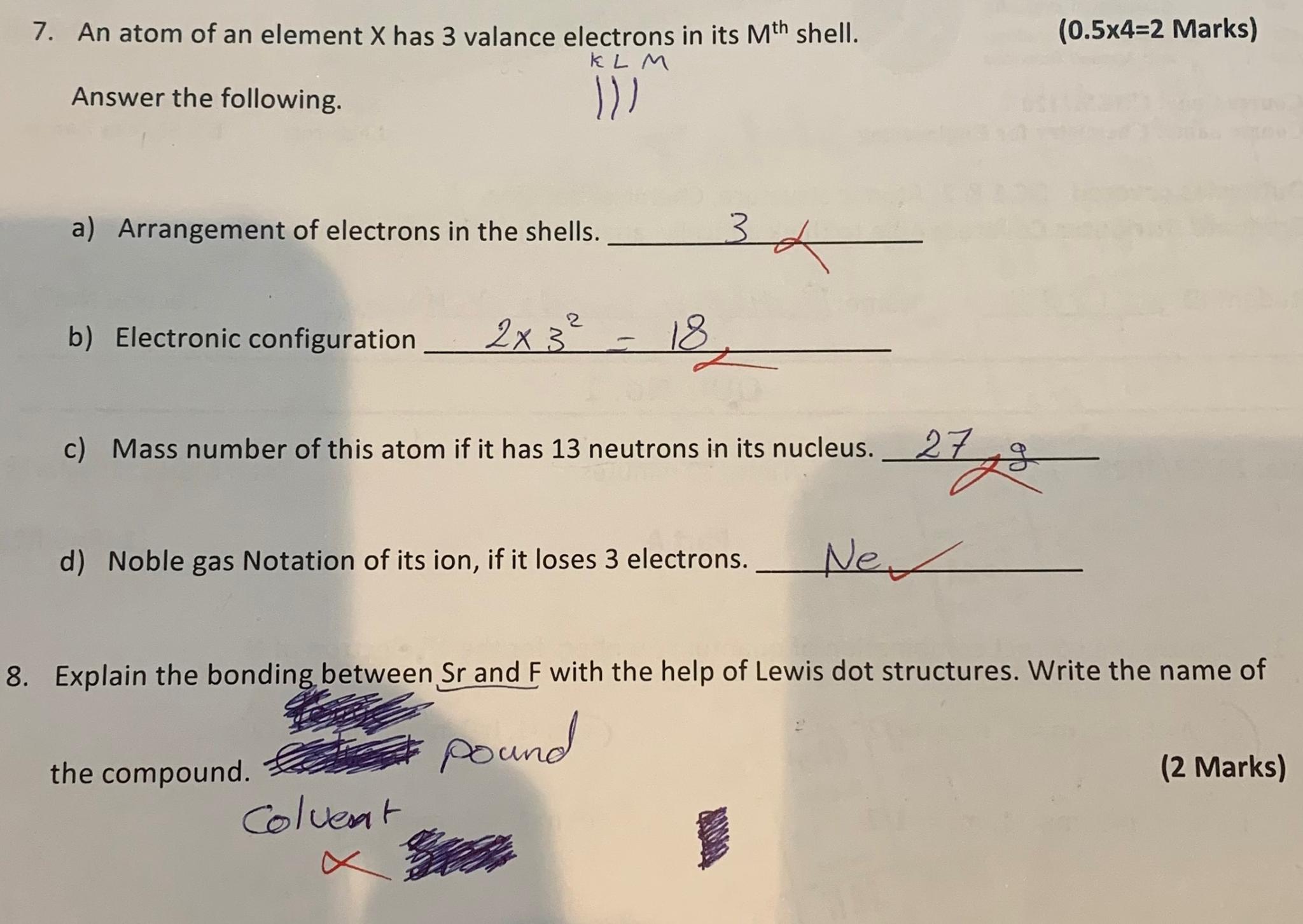 An atom of an element x ﻿has 3 ﻿valance electrons in | Chegg.com