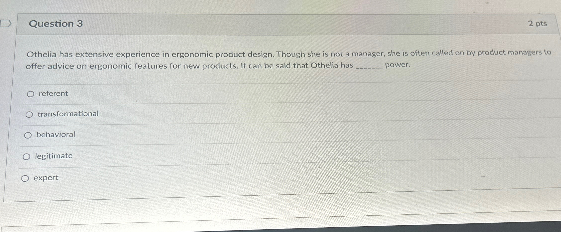 Solved Question 32 ﻿ptsOthelia has extensive experience in | Chegg.com