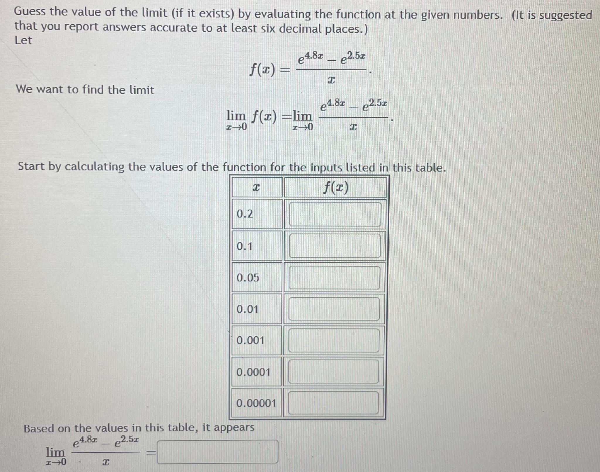Solved Guess the value of the limit (if it exists) ﻿by | Chegg.com