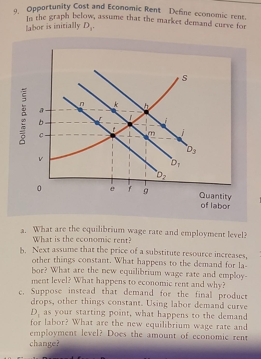Solved 9. Opportunity Cost and Economic Rent Define economic | Chegg.com