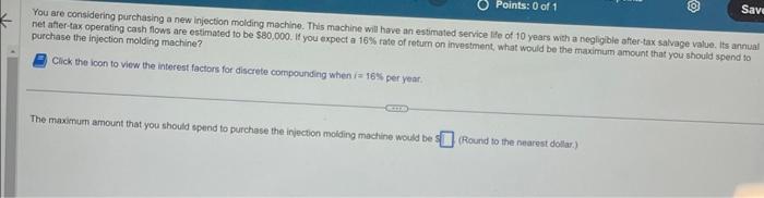 Solved You are considering purchasing a new injection | Chegg.com