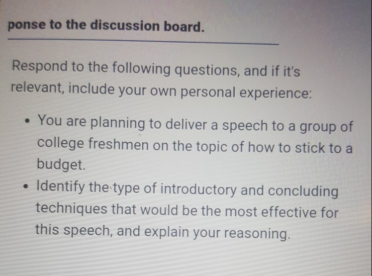 Solved ponse to the discussion board. Respond to the | Chegg.com