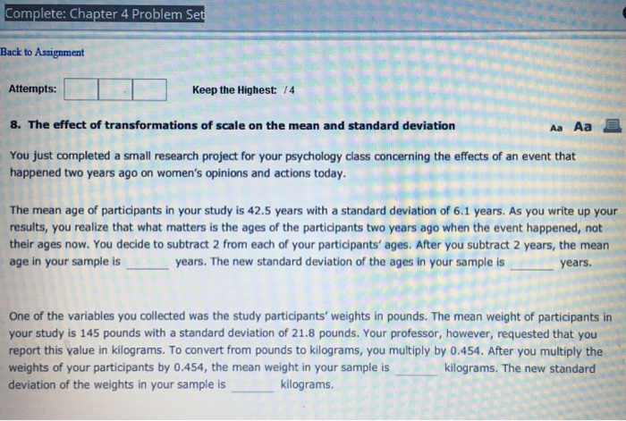Solved Complete: Chapter 4 Problem Set Back to Assignment | Chegg.com