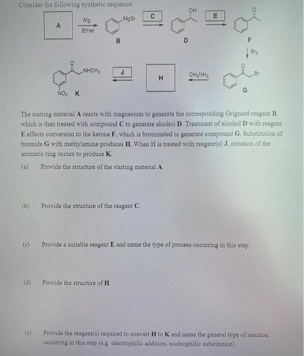Solved Consider the following synthetic sequence: OH с E Mg | Chegg.com