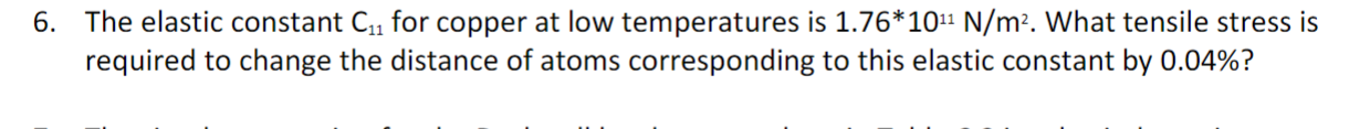Solved The elastic constant C11 ﻿for copper at low | Chegg.com