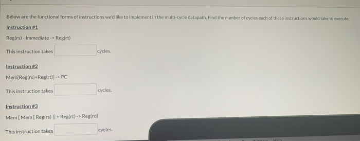 Solved Below are the functional forms of instructions we'd | Chegg.com