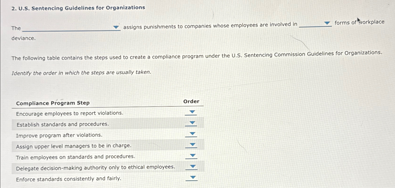 Solved U.S. ﻿Sentencing Guidelines for OrganizationsThe | Chegg.com