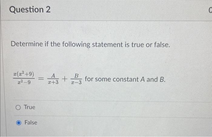 Solved Determine if the following statement is true or | Chegg.com