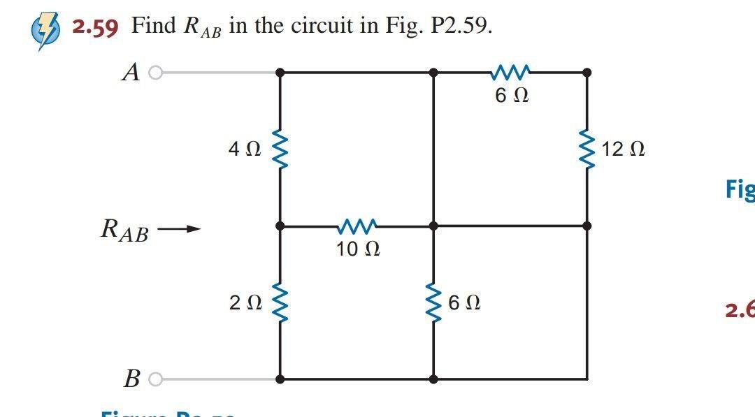 Solved 2.59 Find RAB in the circuit in Fig. P2.59. Αο 6 Ω - | Chegg.com