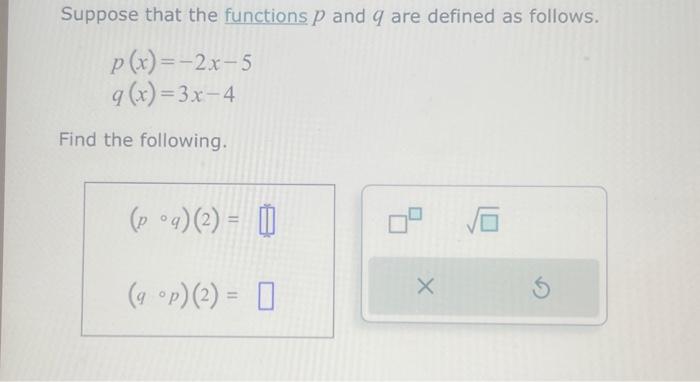 Solved Suppose that the functions p and q are defined as | Chegg.com
