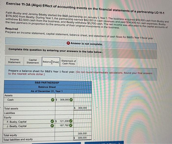 Solved Exercise 11-3A (Algo) Effect of accounting events on | Chegg.com