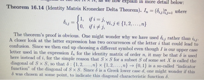 Solved Identity Matrix Kronecker Delta Theorem. Exercise | Chegg.com