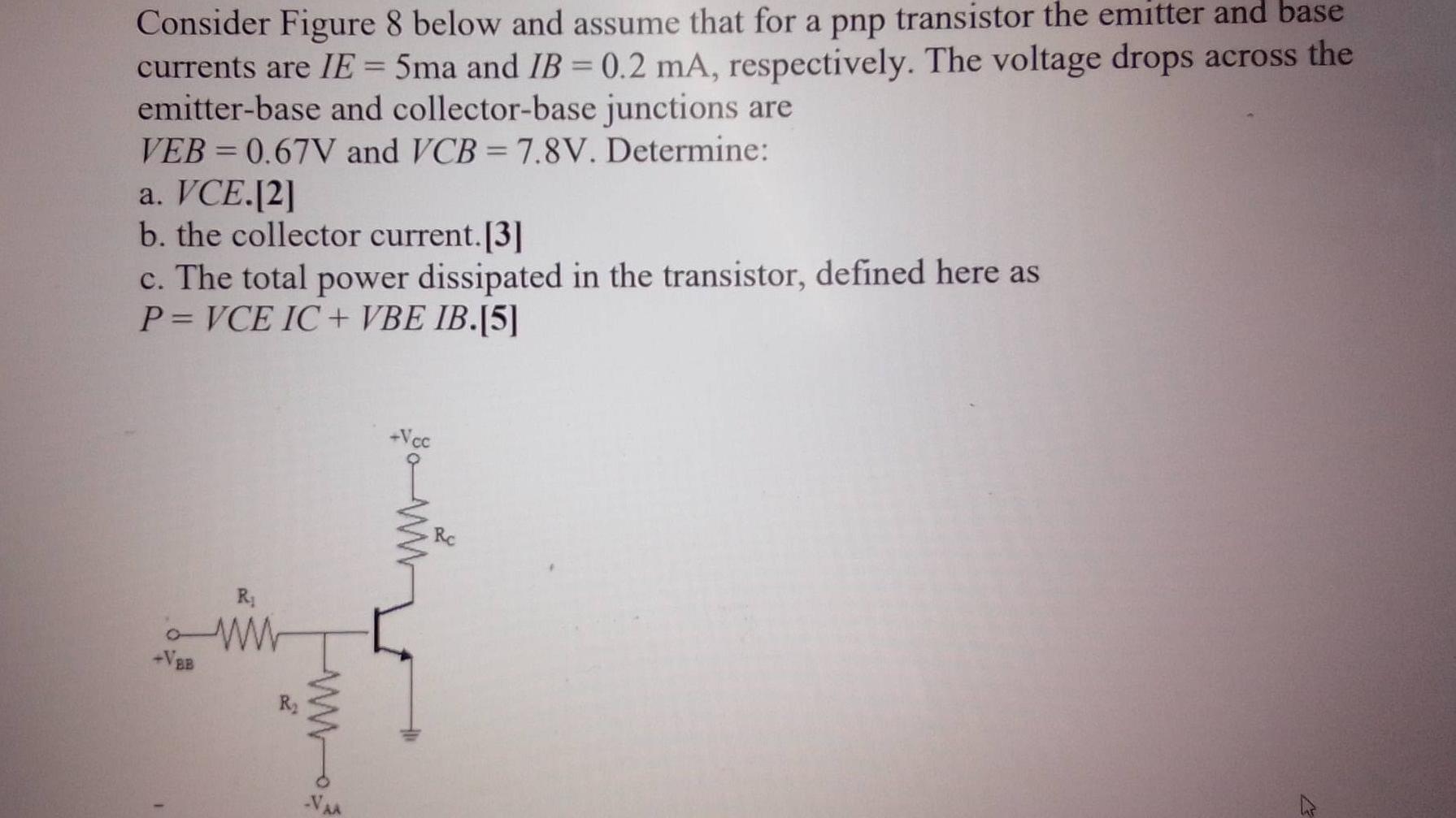 Solved Consider Figure 8 below and assume that for a pnp | Chegg.com