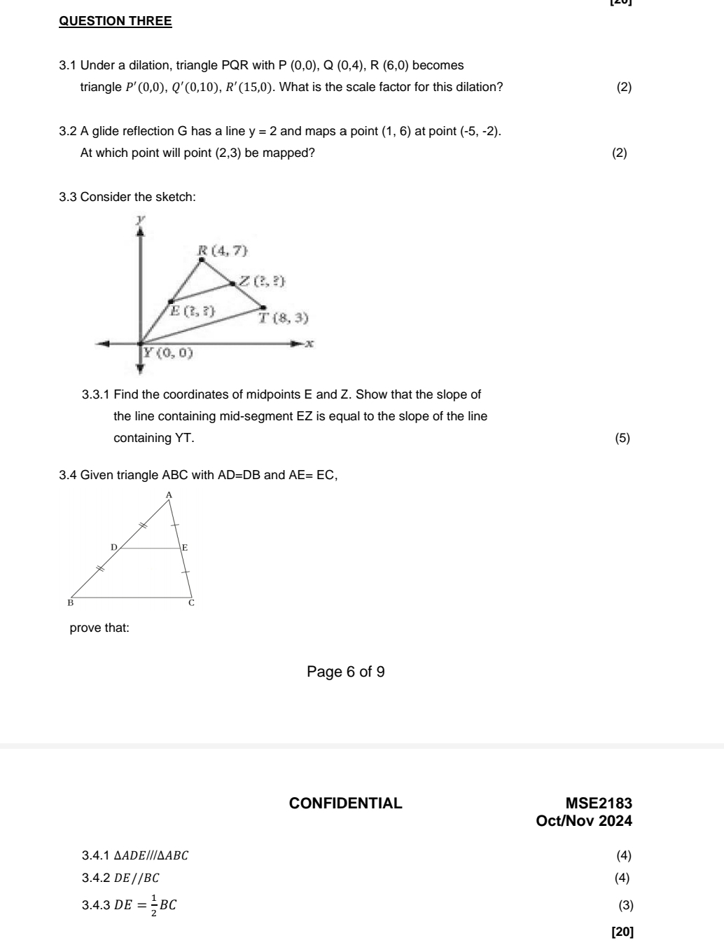 Solved QUESTION THREE3.1 ﻿Under a dilation, triangle PQR | Chegg.com