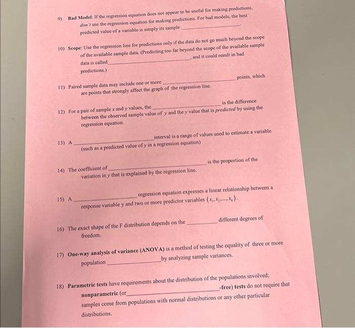 Solved 1) A exists between two variables when the values of | Chegg.com