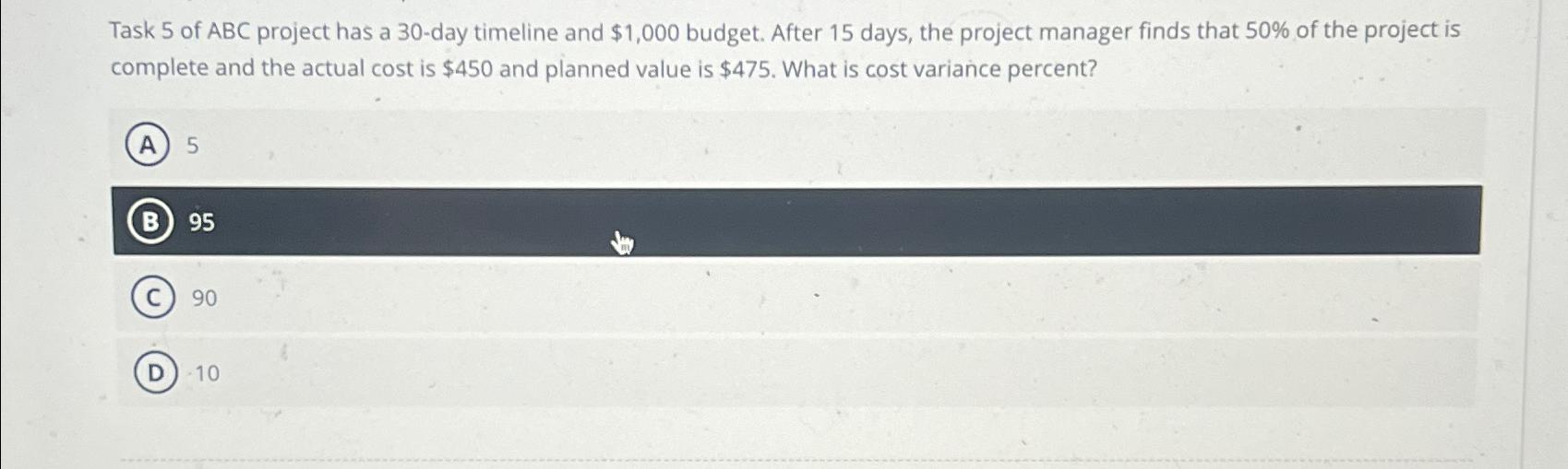 Solved Task 5 ﻿of ABC project has a 30-day timeline and | Chegg.com