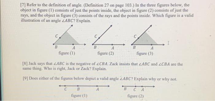 Solved [7] Refer to the definition of angle. (Definition 27 | Chegg.com