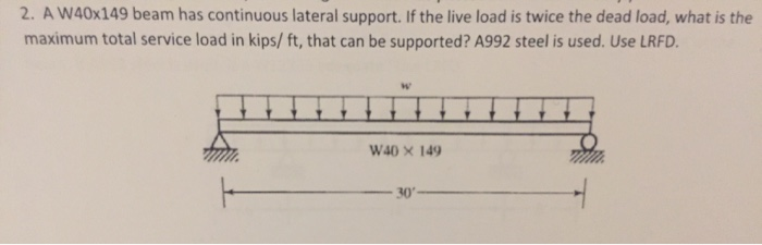Solved 2. A W40x149 beam has continuous lateral support. If | Chegg.com