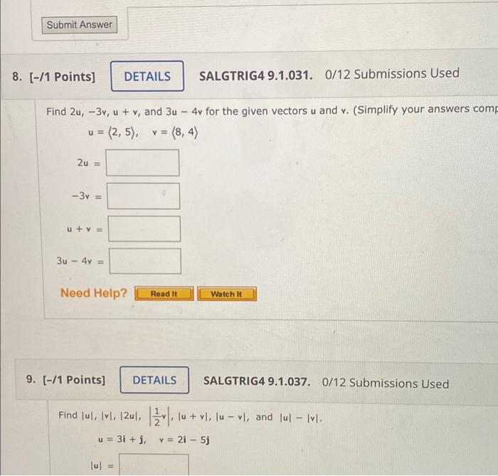 Solved Submit Answer 8. [-/1 Points] DETAILS SALGTRIG4 | Chegg.com