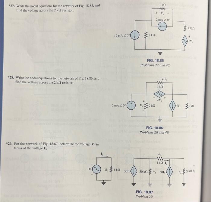 Solved 427. Write the nodal equations for the network of | Chegg.com