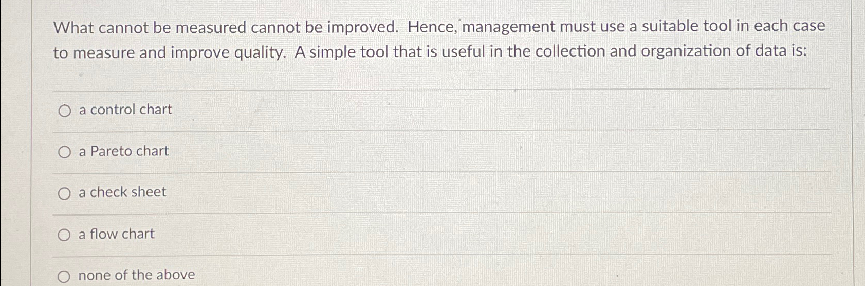 Solved What cannot be measured cannot be improved. Hence, | Chegg.com