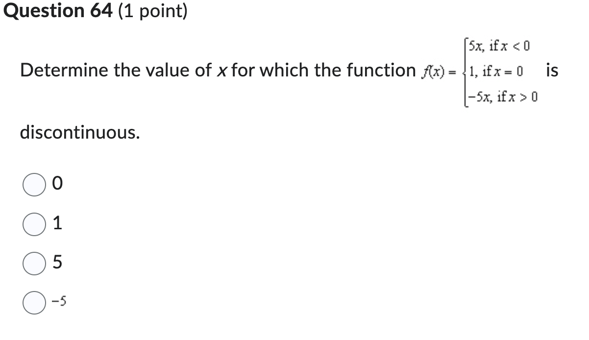 Solved Question 64 (1 ﻿point)Determine the value of x ﻿for | Chegg.com