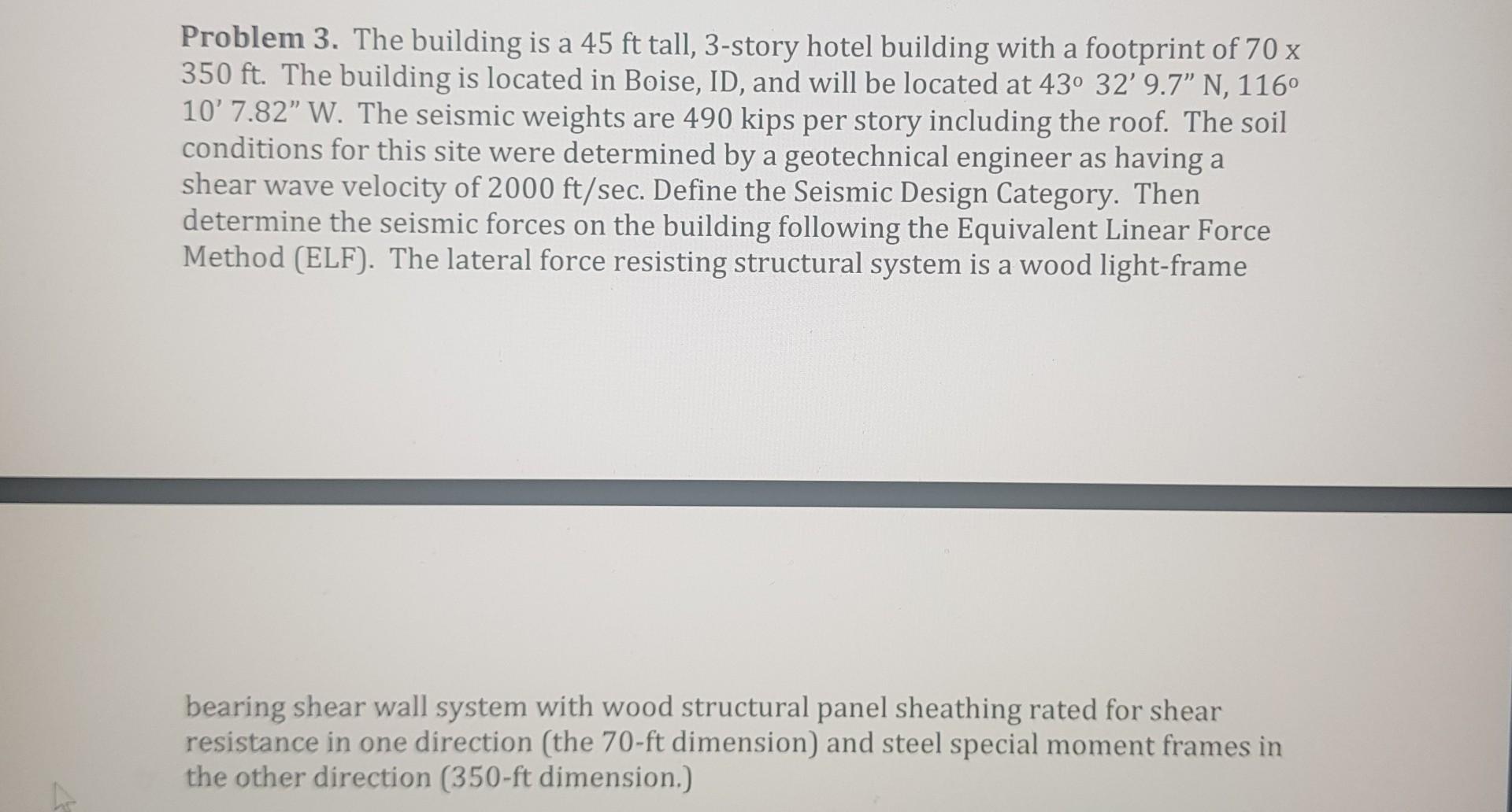 Solved a Problem 3. The building is a 45 ft tall, 3-story | Chegg.com