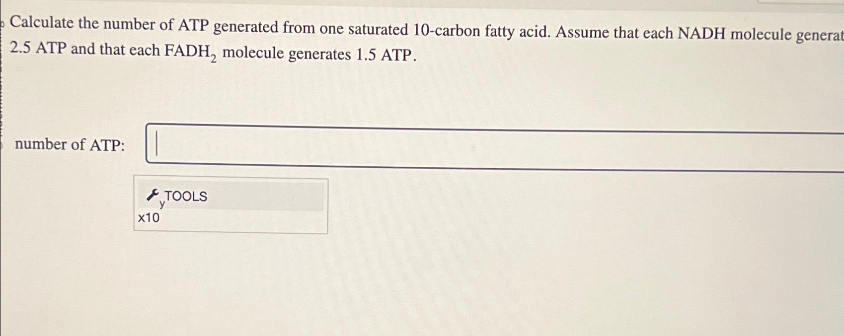 Solved Calculate the number of ATP generated from one | Chegg.com