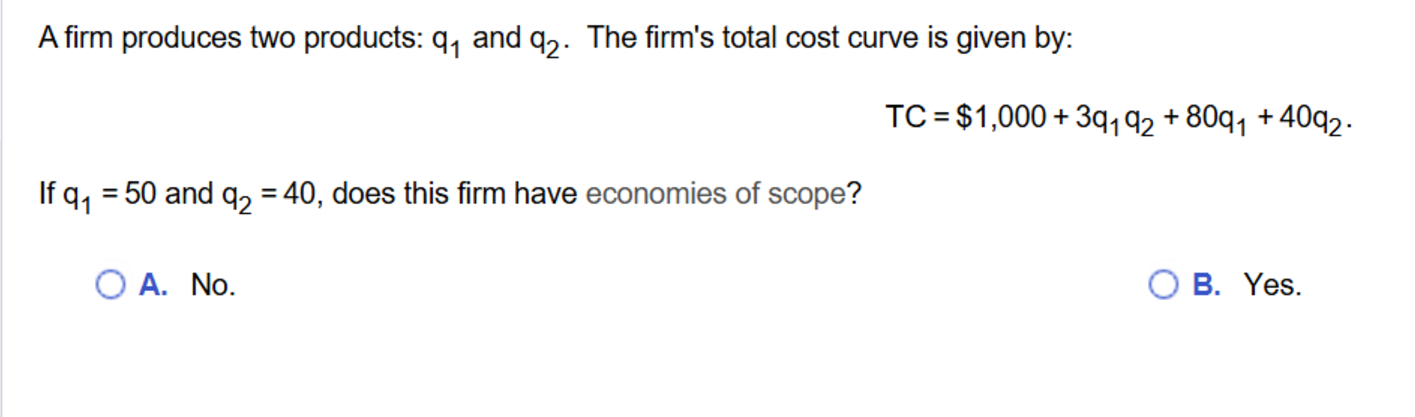 Solved A firm produces two products: q1 ﻿and q2. ﻿The firm's | Chegg.com