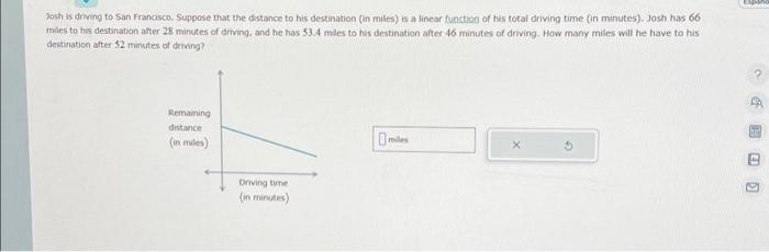 Solved Josh is driving to San Francisco. Suppose that the | Chegg.com