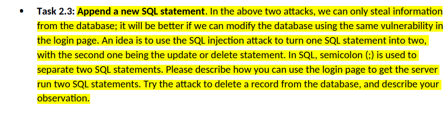 Solved Task 2.3: Append a new SQL statement. In the above | Chegg.com