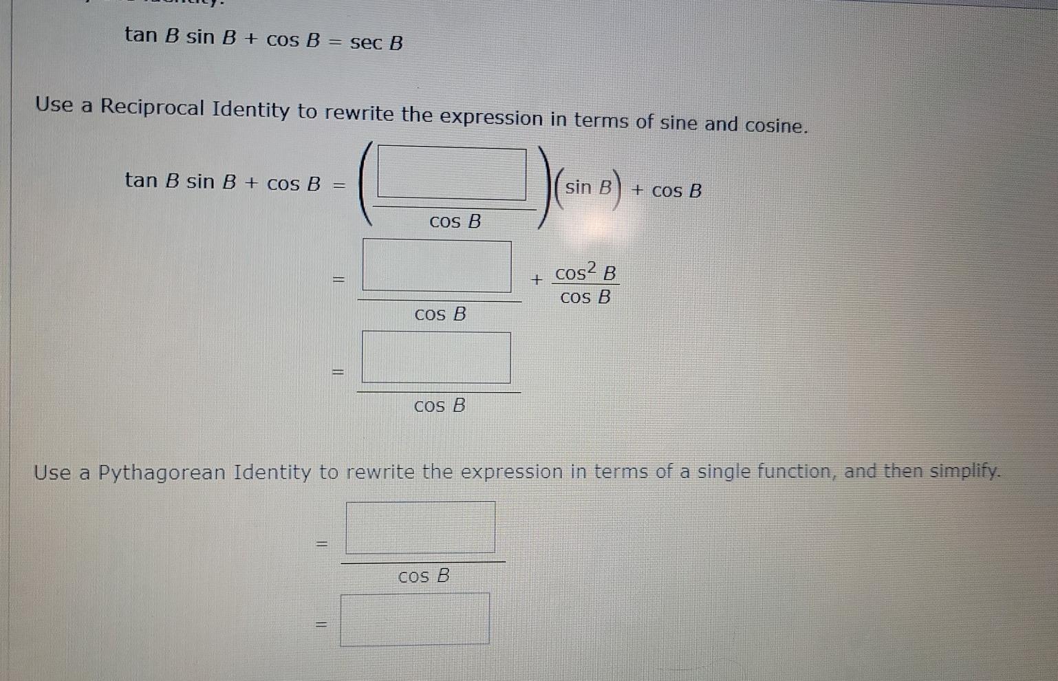 Solved Consider the given equation. cos(x) csc(x) - sin(x) | Chegg.com
