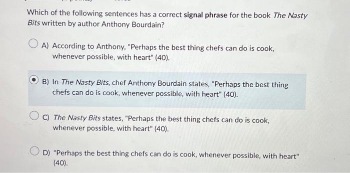 Which of the following sentences has a correct signal | Chegg.com