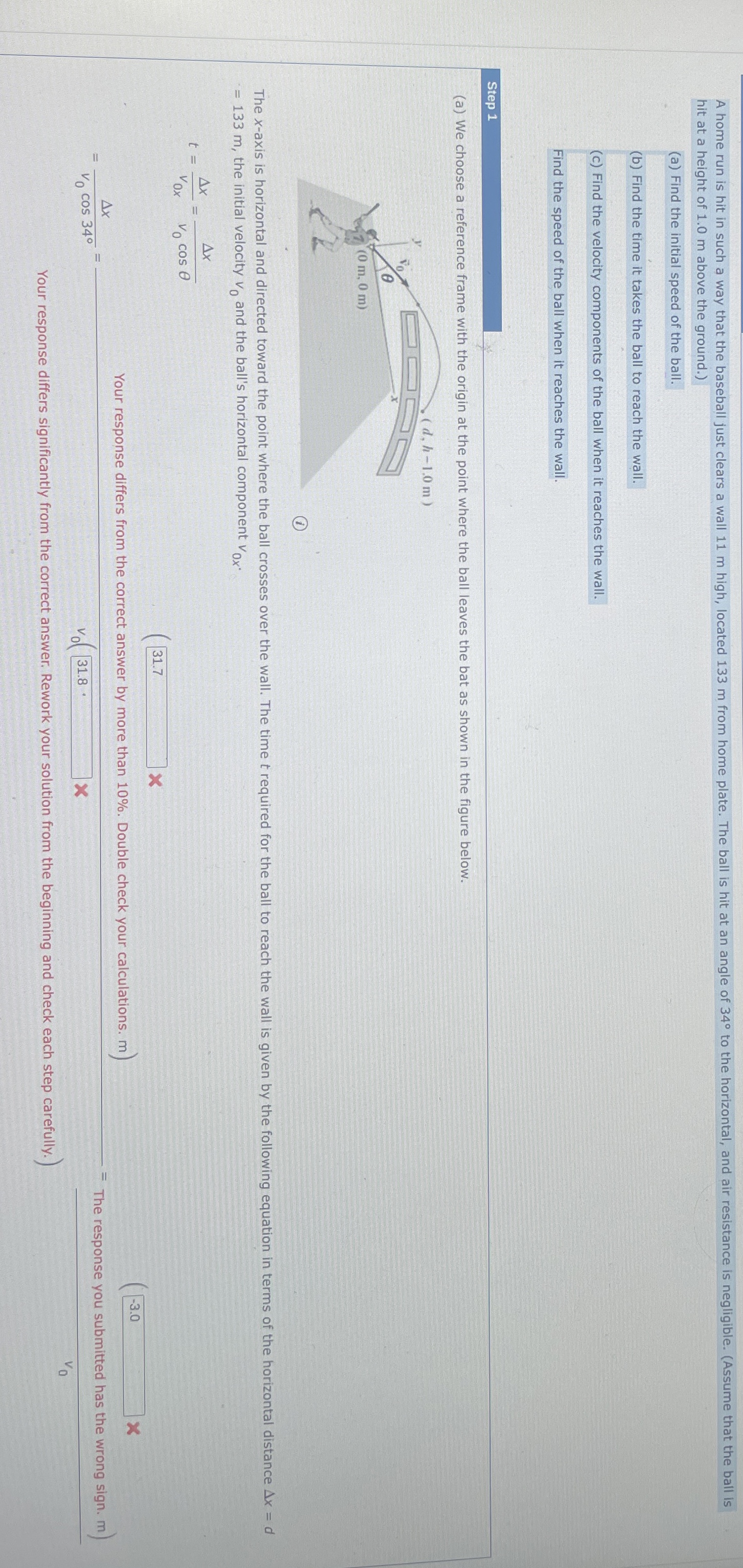 Solved hit at a height of 1.0 ﻿m above the ground.)(a) ﻿Find | Chegg.com
