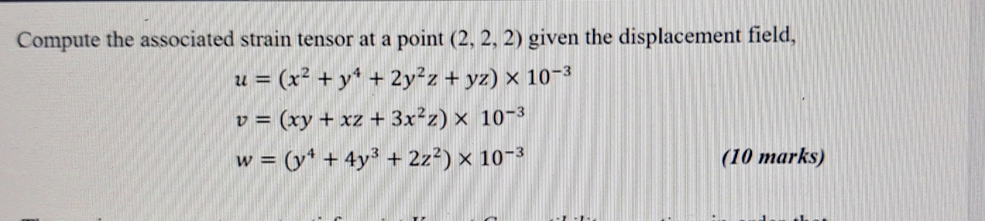 Solved Compute the associated strain tensor at a point | Chegg.com
