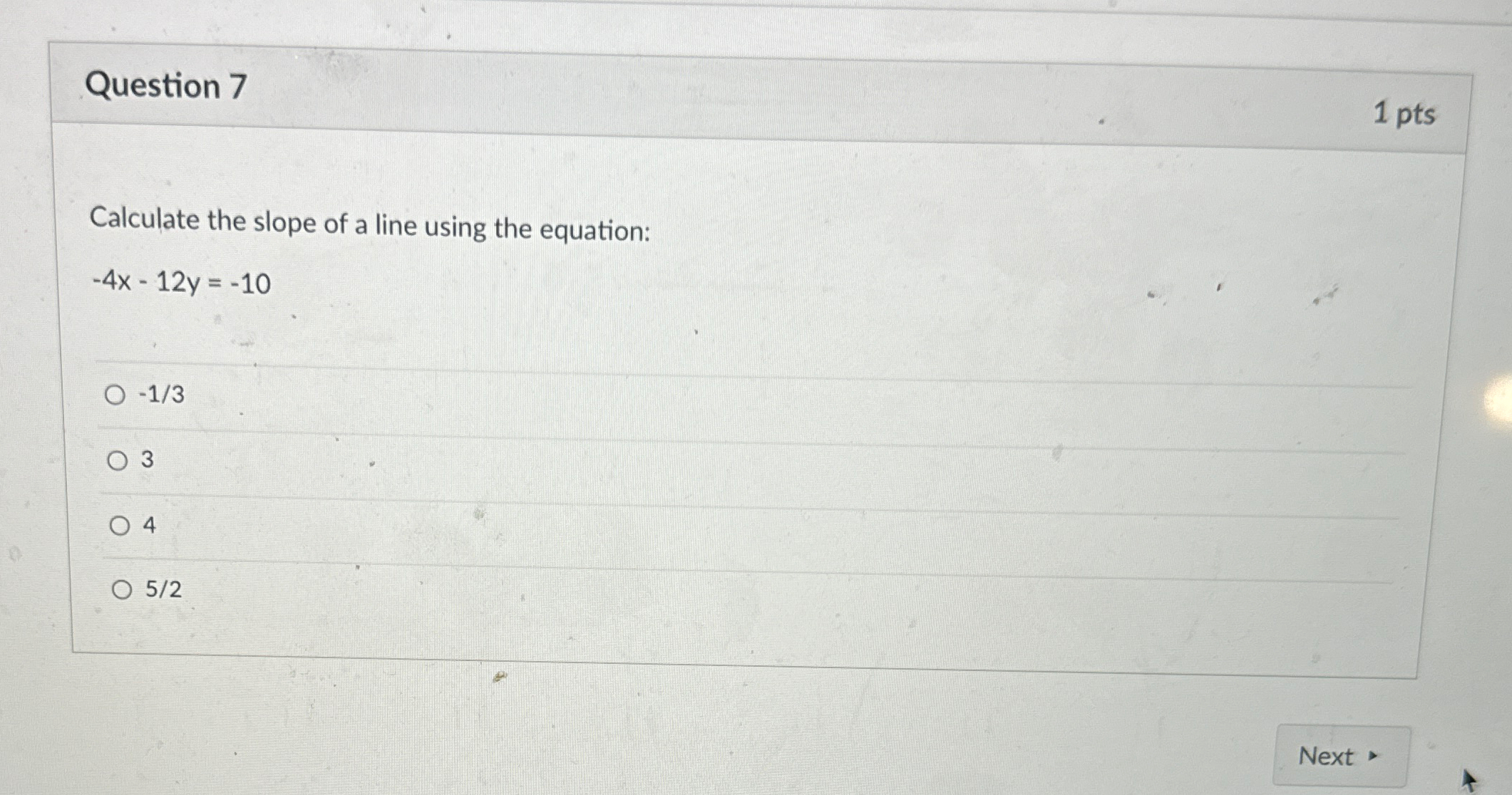 Solved Question 71 ﻿ptsCalculate the slope of a line using | Chegg.com