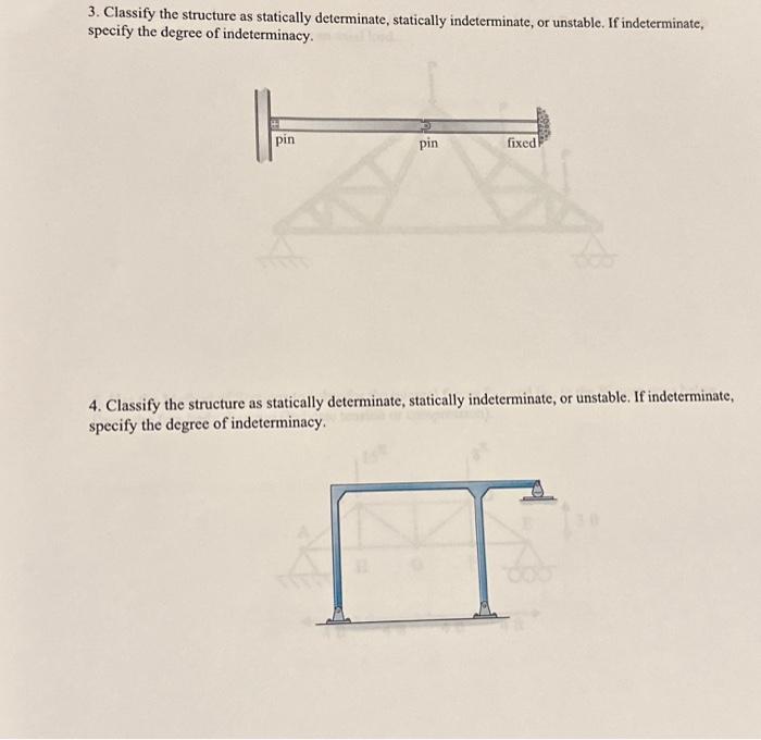 Solved 3. Classify the structure as statically determinate, | Chegg.com