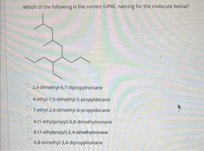 Solved Which of the following is the correct IUPAC naming | Chegg.com