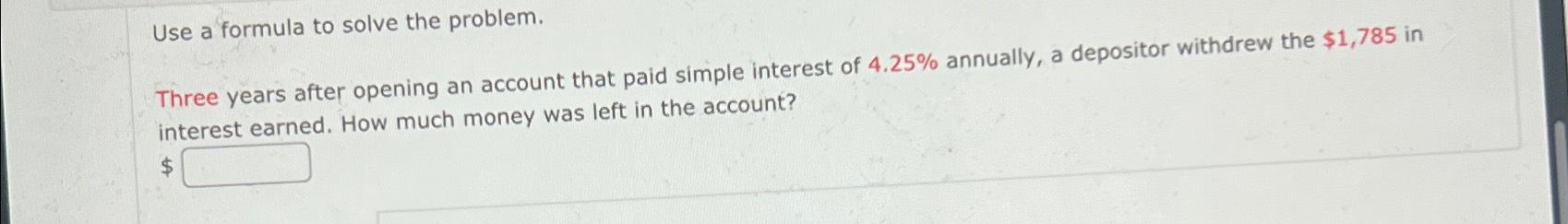 Solved Use a formula to solve the problem.Three years after | Chegg.com