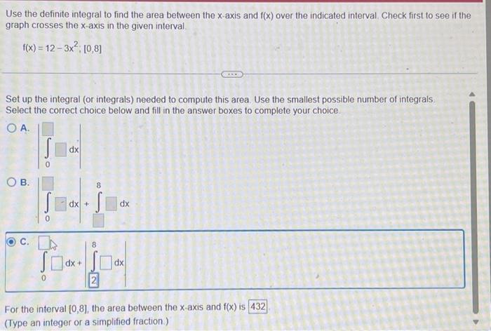 Solved Use the definite integral to find the area between | Chegg.com