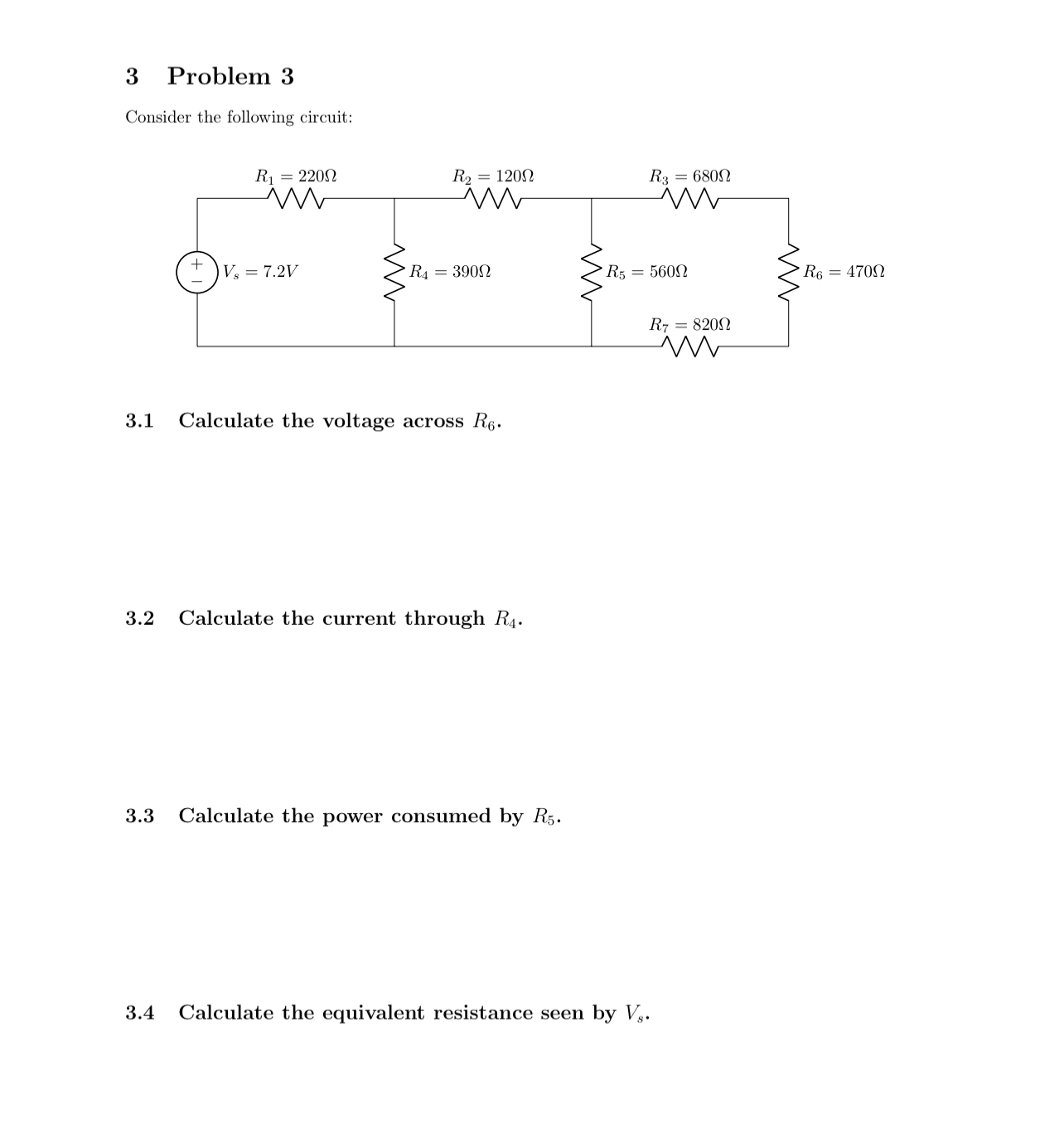 Solved 3 ﻿Problem 3Consider the following circuit:3.1 | Chegg.com
