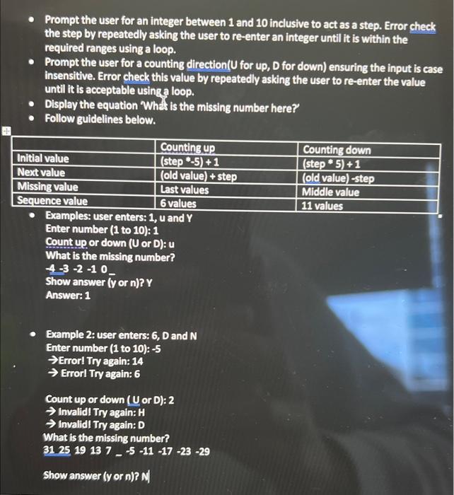 Solved - Prompt the user for an integer between 1 and 10 | Chegg.com