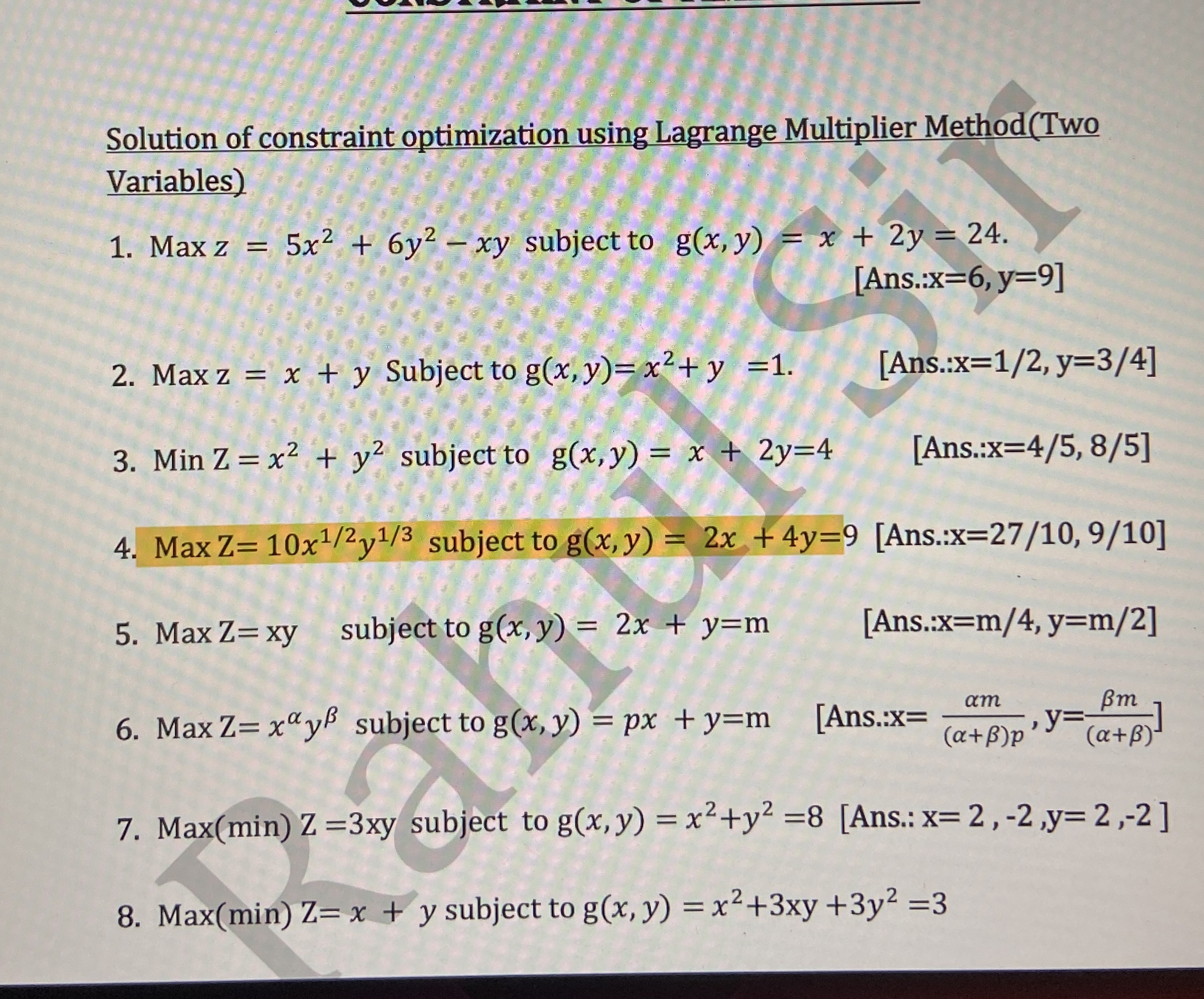 Solved Solution of constraint optimization using Lagrange | Chegg.com