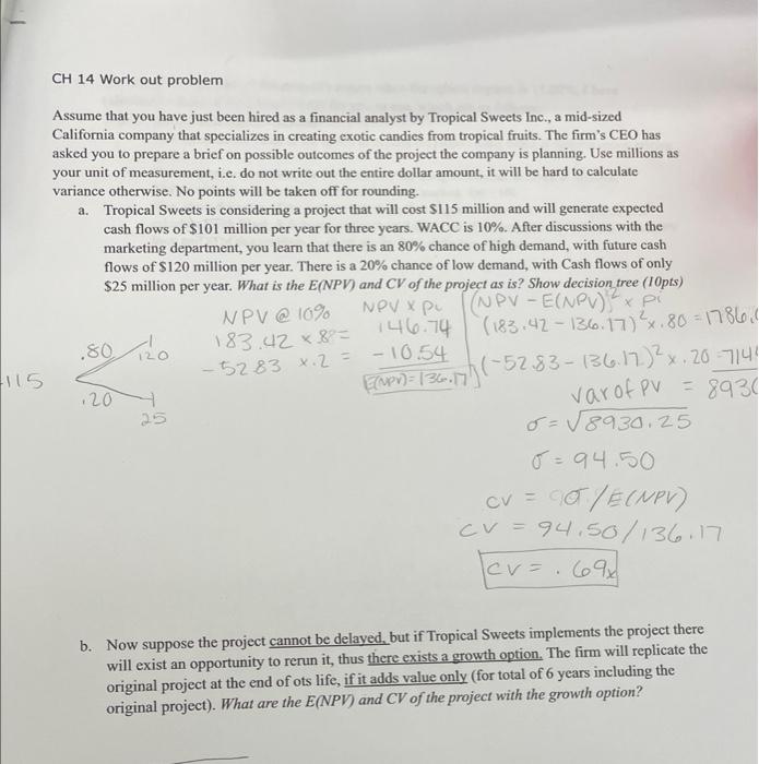 Solved CH 14 Work out problem Assume that you have just been | Chegg.com