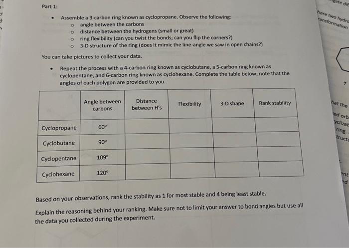 - Assemble a 3-carbon ring known as cyclopropane. | Chegg.com