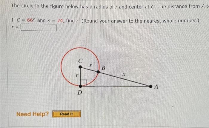 Solved The circle in the figure below has a radius of r and | Chegg.com