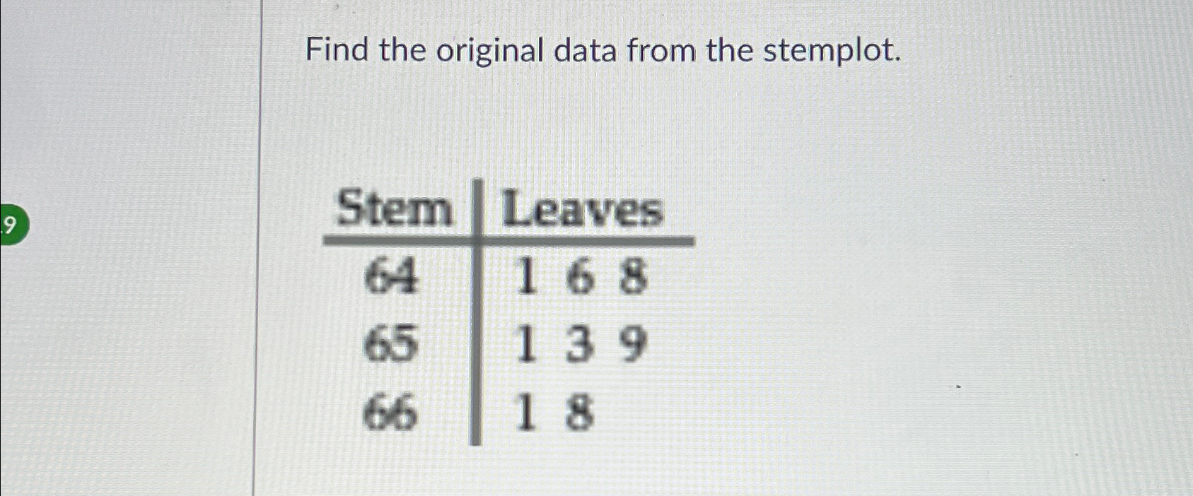 Solved Find the original data from the | Chegg.com
