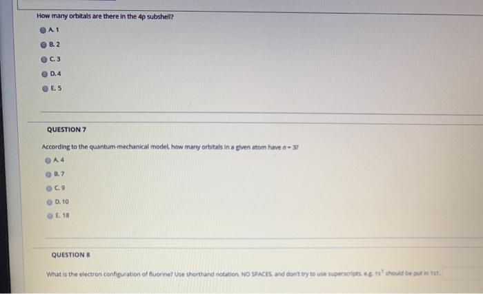 Solved How many orbitals are there in the 4p subshell? A1 B. | Chegg.com