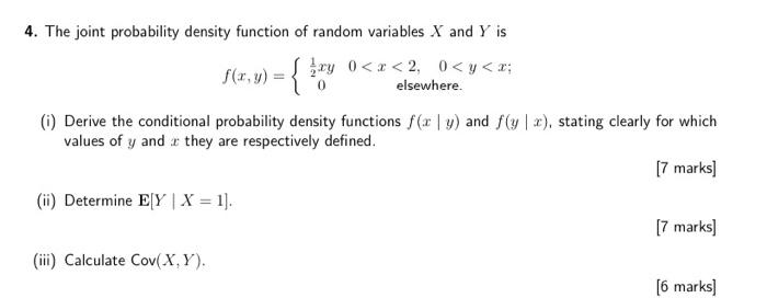 Solved 4. The joint probability density function of random | Chegg.com
